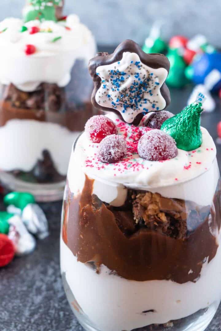 Easy Christmas Trifle | Brownies, Whipped Cream, and Candy!