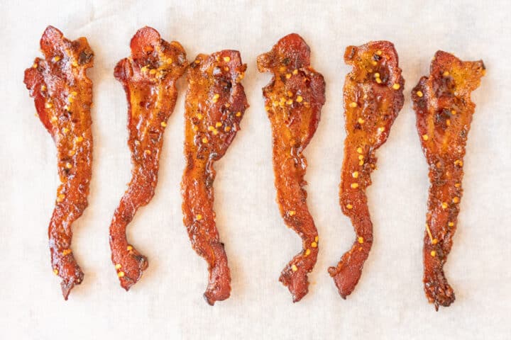 The BEST Candied Bacon- Sweet, Salty, a little Spicy!