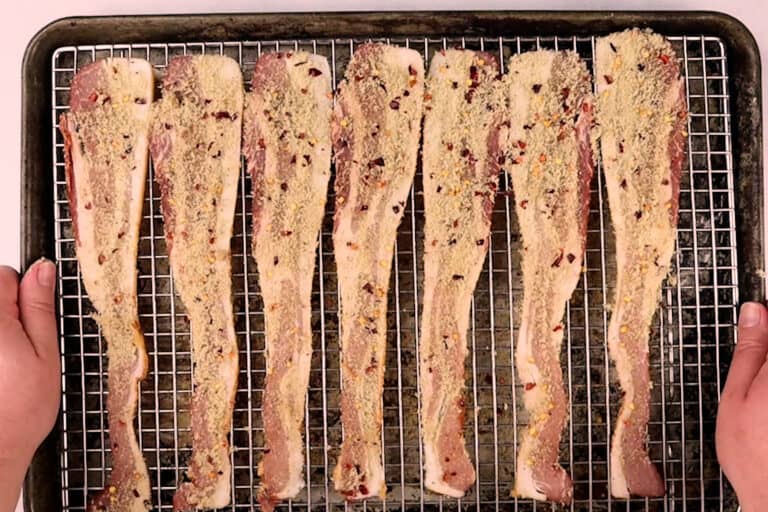 The BEST Candied Bacon- Sweet, Salty, a little Spicy!