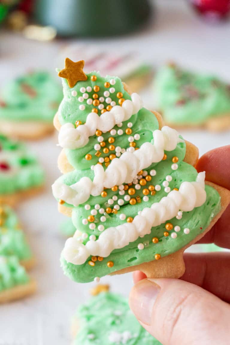 Easy Christmas Tree Cookies- Full recipe + how to decorate!