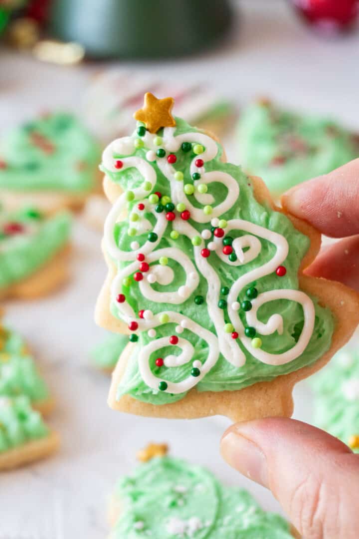 Easy Christmas Tree Cookies- Full recipe + how to decorate!